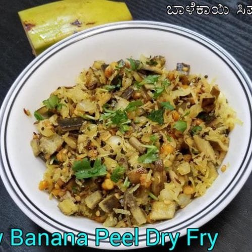 Raw banana recipe | Raw banana peel stir fry | Balekai palya | Can you ...